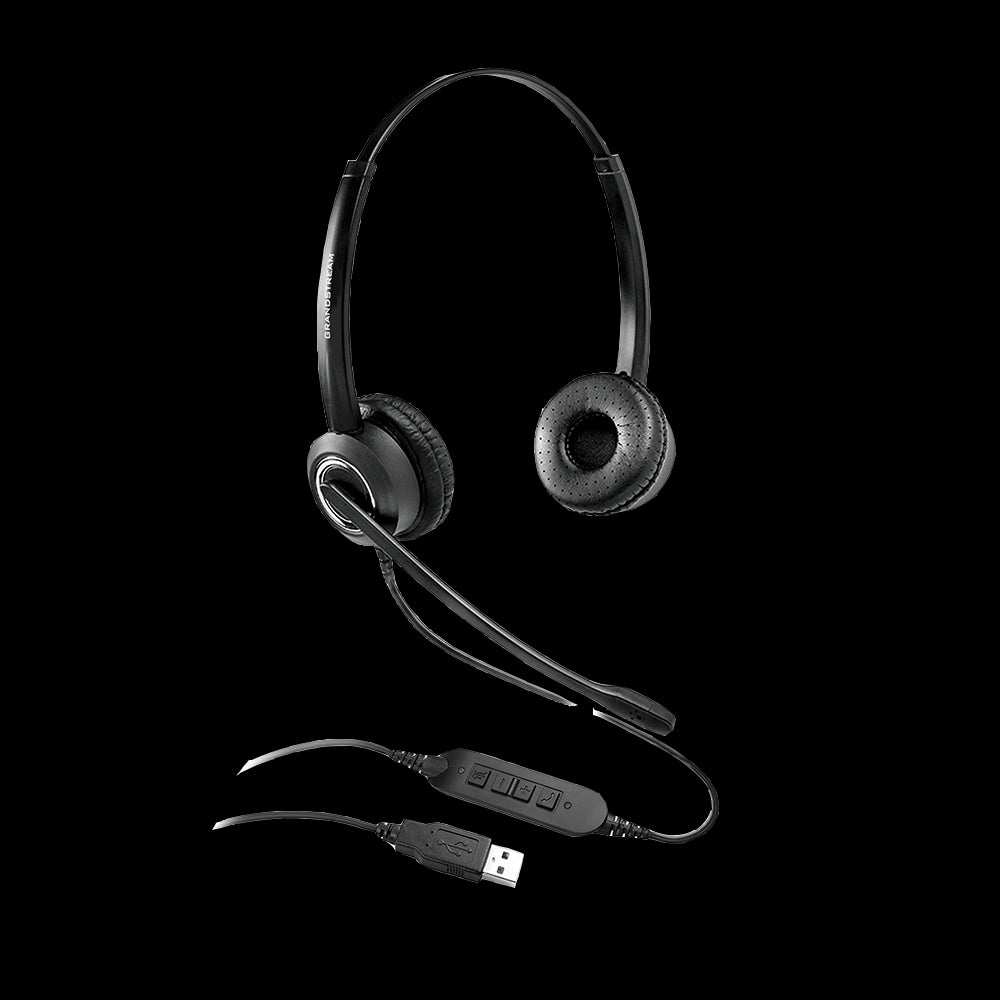 Grandstream GUV3000 Dual Ear USB Headset, Noise Canceling Microphone,